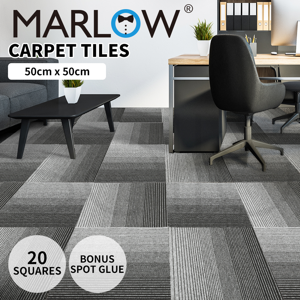 Marlow 20x Carpet Tiles 5m2 Box Heavy Commercial Retail Office Flooring ...
